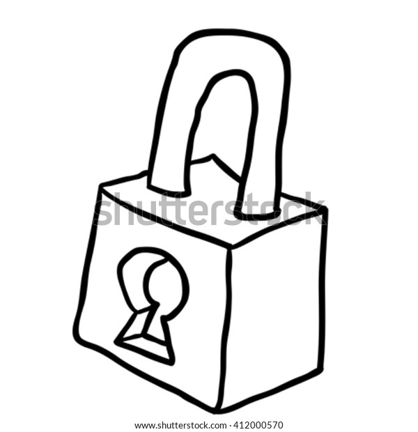 Black White Lock Cartoon Illustration Stock Vector (Royalty Free ...
