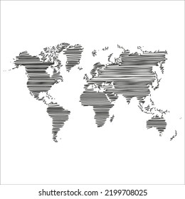Black White Map World Stock Vector (Royalty Free) 2199708025 | Shutterstock