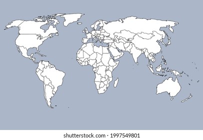 Black White Map World Continents Stock Vector (Royalty Free) 1997549801 ...