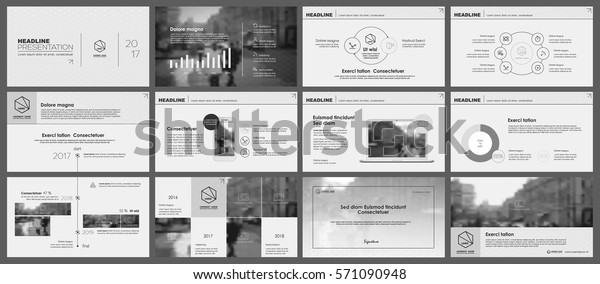 Black White Monochrome Infographics Elements Presentation Stock Vector ...