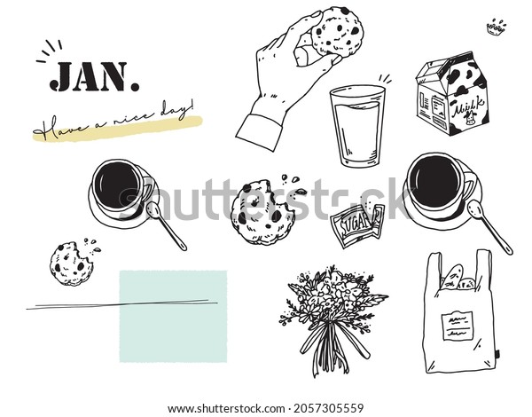 Black White Monotone Line Drawing Illustrations Stock Vector (Royalty ...