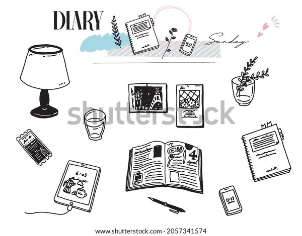 Black White Monotone Line Drawing Illustrations Stock Vector (Royalty ...