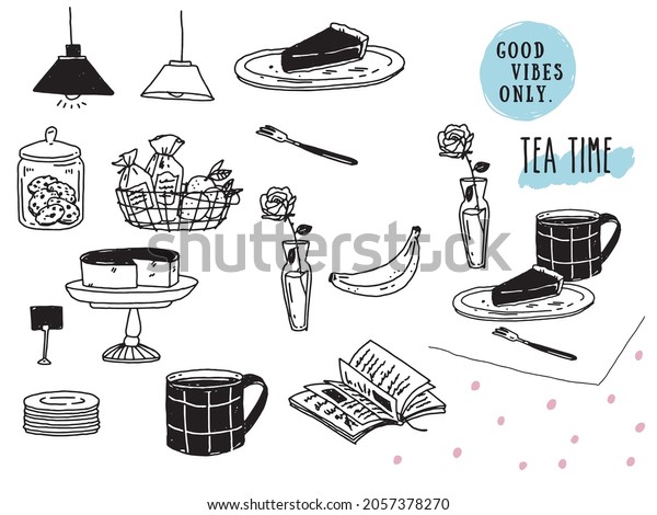 Black White Monotone Line Drawing Illustrations Stock Vector (Royalty ...