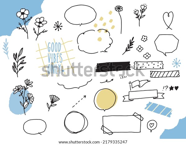 Black White Monotone Line Drawing Illustrationshandwritten Stock Vector ...