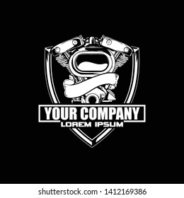 Motorcycle Engine Badge Shield Logo Vector Stock Vector (Royalty Free ...