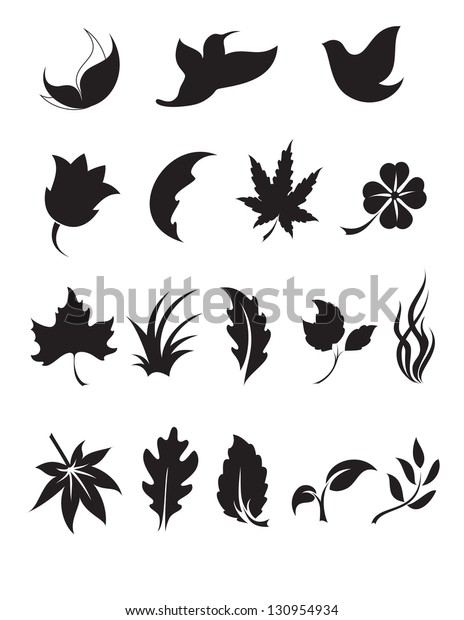 Black White Nature Icon Set Stock Vector (Royalty Free) 130954934 ...
