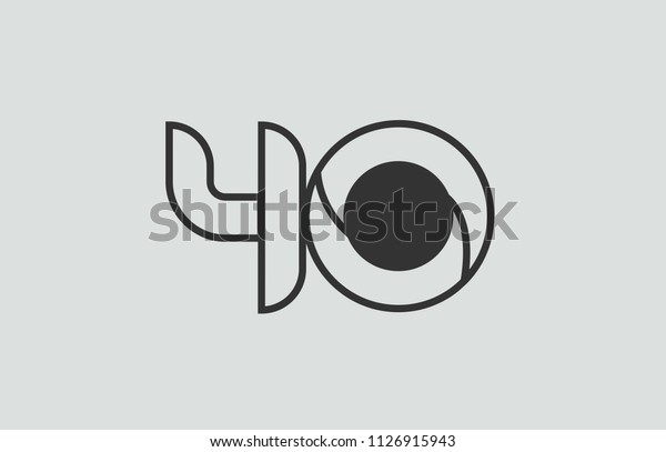 Black White Number 40 Logo Design Stock Vector (Royalty Free ...