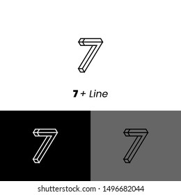 Black White Number Seven Template Logo Stock Vector (Royalty Free ...