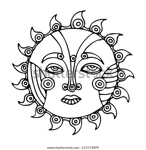 Black White Original Drawing Sun Stock Vector (Royalty Free) 115574899 ...