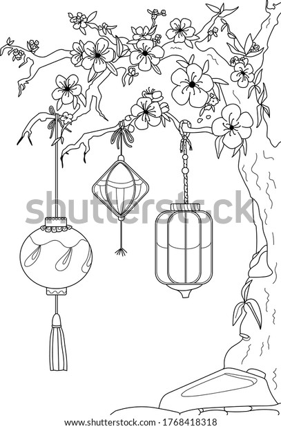Black White Outline Vector Coloring Book Stock Vector (Royalty Free ...