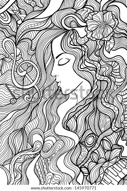 Black White Outline Vector Illustration Beautiful : image vectorielle ...