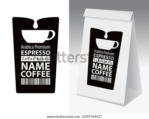Black White Paper Packaging Label Coffee Stock Vector (Royalty Free ...