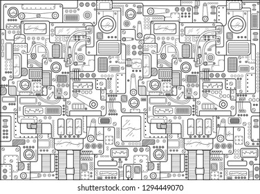 Black White Patern Illustration Technology Elements Stock Vector ...