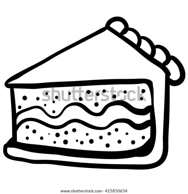 Black White Piece Cake Cartoon Stock Vector (Royalty Free) 425850634