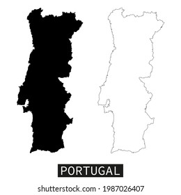Black White Portugal Map Vector Stock Vector (Royalty Free) 1987026407 ...