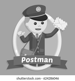 Black White Postman Emblem Black White: vector de stock (libre de ...