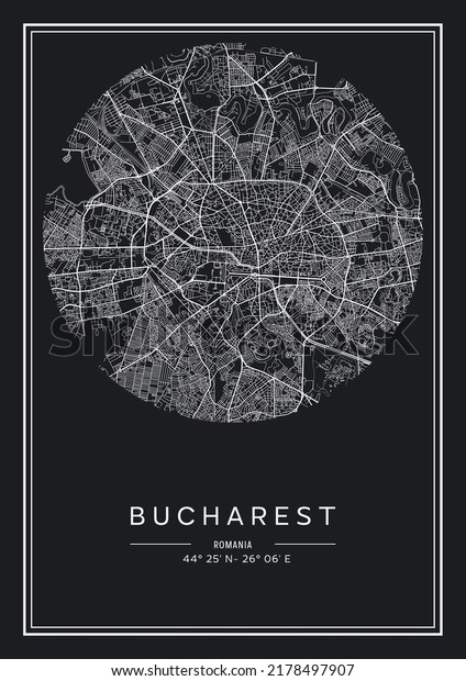 Mapa de la ciudad de Bucarest: vector de stock (libre de regalías ...