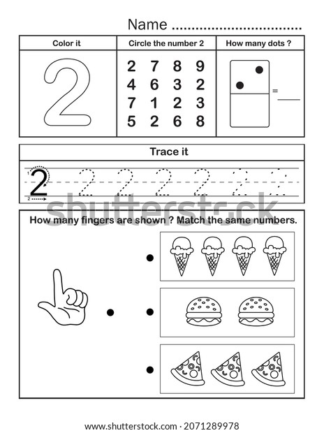 Black White Printable Number Worksheet Handout Stock Vector (Royalty ...