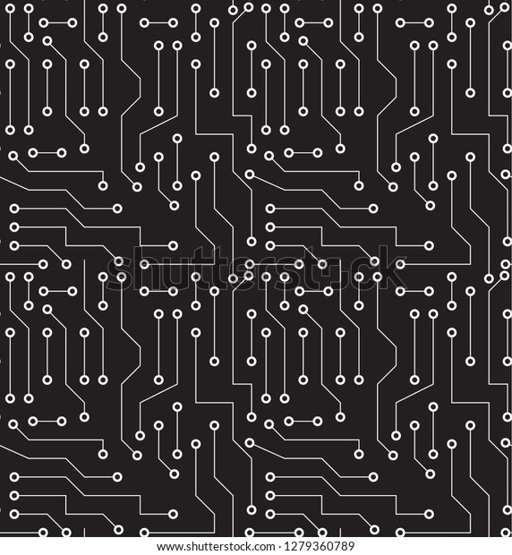 Black White Printed Circuit Board Seamless Stock Vector (Royalty Free ...