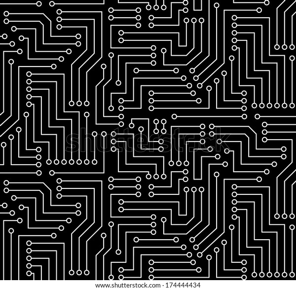 Black White Printed Circuit Board Seamless Stock Vector (Royalty Free ...