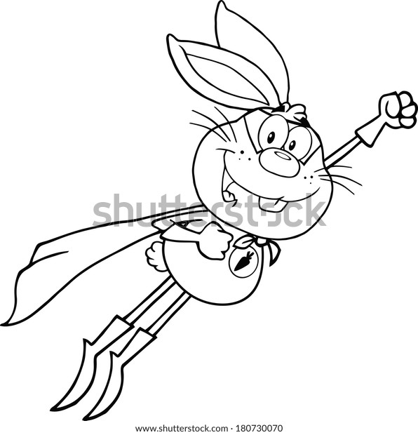 Black White Rabbit Superhero Cartoon Character Stock Vector (Royalty ...