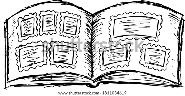 Black White Rough Line Drawing Unfolded Stock Vector (Royalty Free ...