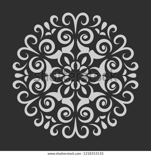 Black White Round Floral Element Vector Stock Vector (Royalty Free ...