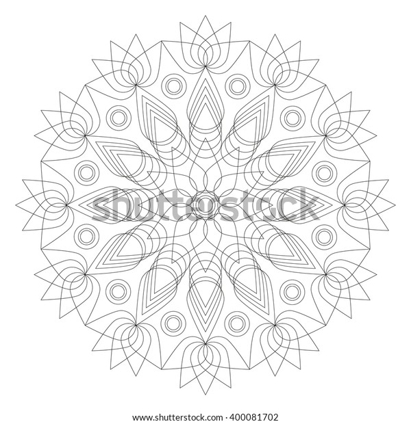 Black White Round Geometric Mandala Lotus Stock Vector (Royalty Free ...