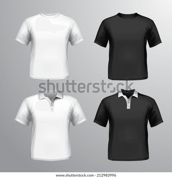 Black White Round Neck Polo Tshirts Stock Vector (Royalty Free) 212983996