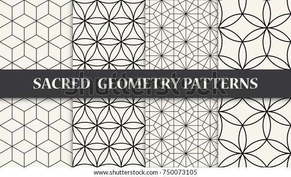 Black White Sacred Geometry Pattern Set Stock Vector (Royalty Free ...