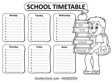 Black White School Timetable Topic 1 Stock Vector (Royalty Free) 1140226649