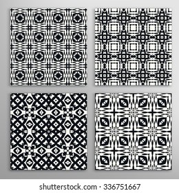 Black White Seamless Geometric Square Patterns Stock Vector (Royalty ...