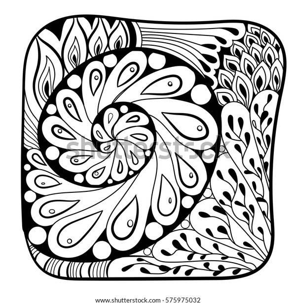 Black White Seamless Pattern Zentangle Style Stock Vector (Royalty Free ...