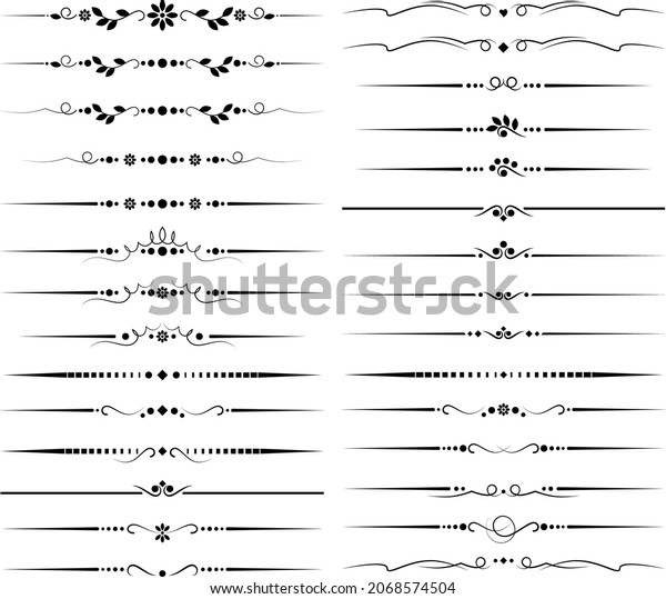 Black White Set Delimiters Text Dividers Stock Vector (Royalty Free ...