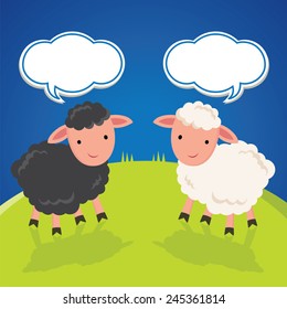 Black White Sheep Sheep Speech Bubbles Stock Vector (Royalty Free ...