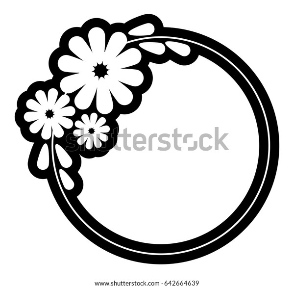 Black White Silhouette Round Frame Decorative Stock Vector (Royalty ...