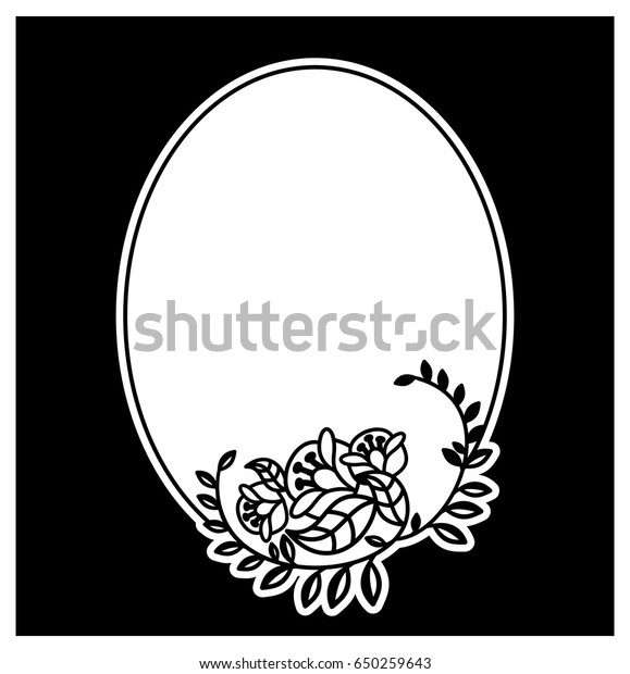 Black White Silhouette Round Frame Decorative Stock Vector (Royalty ...