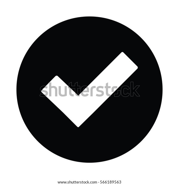 Black White Silhouette Tick Button Stock Vector (Royalty Free ...