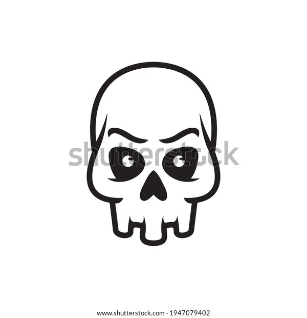Black White Simple Skull Drawing Stock Vector (Royalty Free) 1947079402 ...