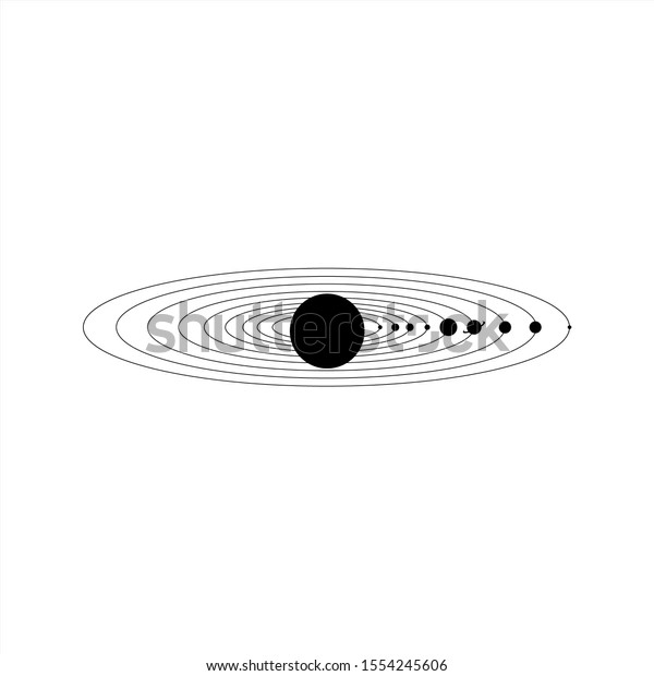 Black White Solar System Vector Illustration: เวกเตอร์สต็อก (ปลอดค่า ...