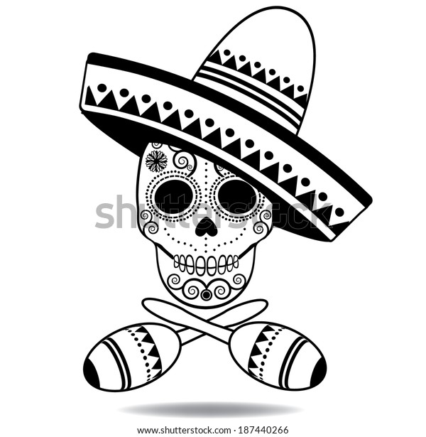 Black White Sugar Skull Eps 10 Stock Vector (Royalty Free) 187440266