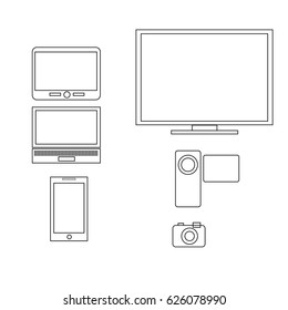 Black White Technology Icon Set Stock Vector (Royalty Free) 626078990 ...