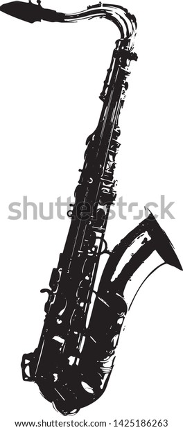 Black White Tenor Sax Vector Stock Vector (Royalty Free) 1425186263 ...