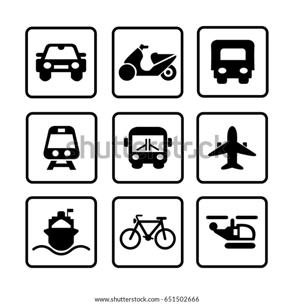 Black White Transportation Icons Vector Illustration Stock Vector ...