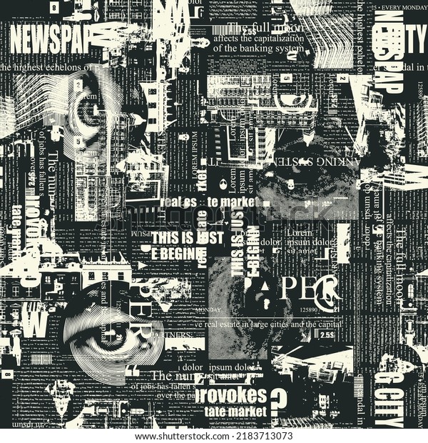 Black White Vector Background Newspaper Magazine Stok Vektör (Telifsiz ...
