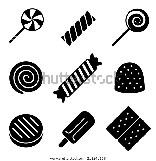 Black White Vector Candy Icons Stock Vector (Royalty Free) 211243168