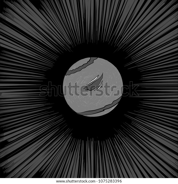 Black White Vector Drawing Planet Neptune Stock Vector (Royalty Free ...