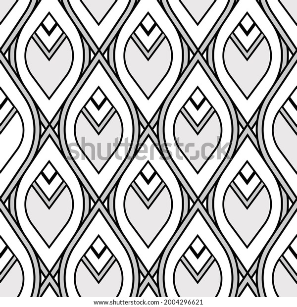 Black White Vector Graphics Seamless Pattern Stock Vector (Royalty Free ...