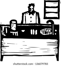 Black White Vector Illustration Bartender Stock Vector (Royalty Free ...