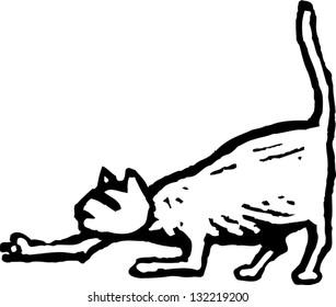 Black White Vector Illustration Cat Stalking Stock Vector (Royalty Free ...